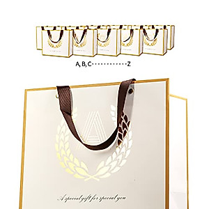 Large Happy Birthday Gift Bag,12.6" Reusable monogram Gift Bag with Card and Tissue Paper Thank You Sticker,Suitable for Wedding, Birthday, Baby Shower, Parties,12.6" X 11" X 5.9" (Letter N)