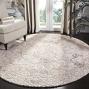 SAFAVIEH Marquee Collection 4' Round Beige/Ivory MRQ110B Handmade Mandala Medallion Wool Area Rug