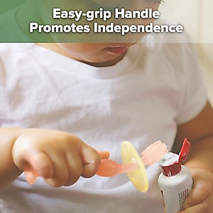 haakaa Infant Toothbrush, Easy to Hold 360° Baby Toothbrush, Train 6month+ Infants Babies and Toddlers for Oral Hygiene, Teether Effect for Sore Gums, 1pc (Pink)