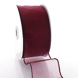 Ribbon Traditions 2.5" Wired Sheer Organza Ribbon Red 10 Yards