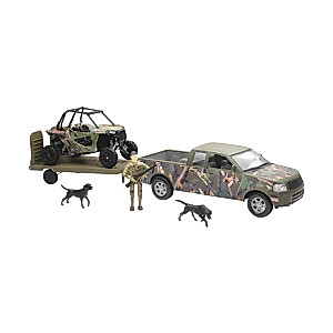 New-Ray Toys 1:32 Scale ATV Playset Die-Cast Replica Camo Truck with Polaris XP1000 SS-76456