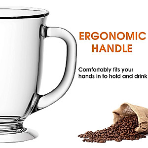 Mfacoy Glass Coffee Mugs Set of 6, Clear Coffee Mug 15 Oz, Large Glass Mugs With Handles for Hot Beverages, Clear Mugs for Tea, Cappuccino, Latte, Espresso Coffee, Juice, Glass Coffee Cups