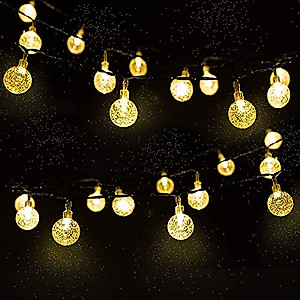 Globe String Lights, CMYK 20 Ft 30 Crystal Balls Waterproof LED Fairy Lights, Outdoor Starry Lights Solar Powered String Lights, Decorative Lighting for Home, Garden, Party, Festival (Warm White)