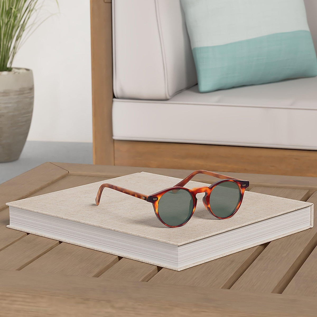 EyeGlow Retro Sunglasses Women Round Small Sunglasses Men Sunglasses for Women Polarized Lens Acetate Material Tortoise Color Green Lens