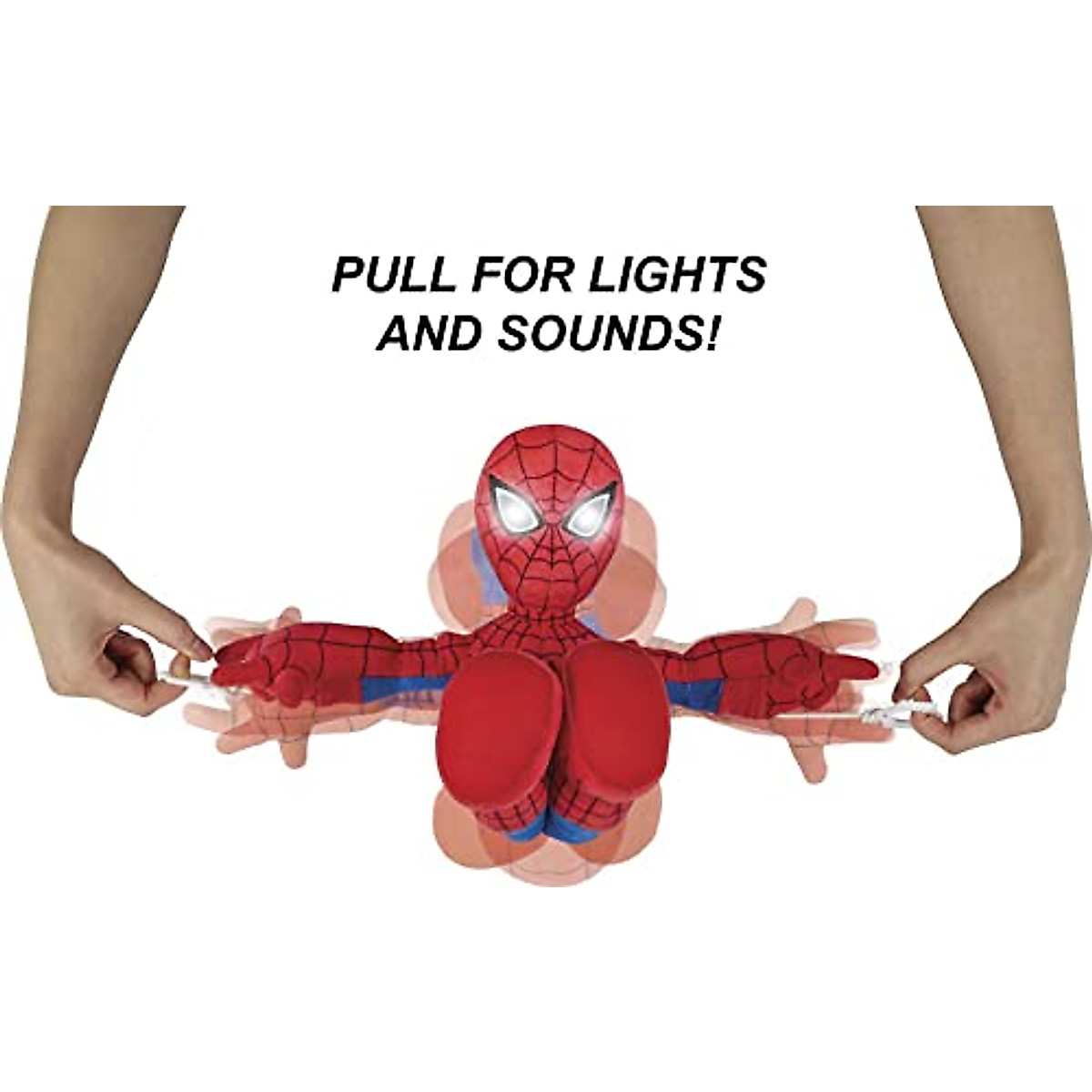 Marvel Spider-Man Plush Toy, City Swinging Soft Doll, 11-inch Super Hero Figure with Web-Swinging Action, Lights and Sounds