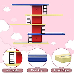 Taladad for Tonie Shelf,Tonies Storage for Creative Tonies Magnetic Wall Shelf for Tonie Figures,12-35 Characters,Wooden Hanging Shelf for Kids (Colorful)