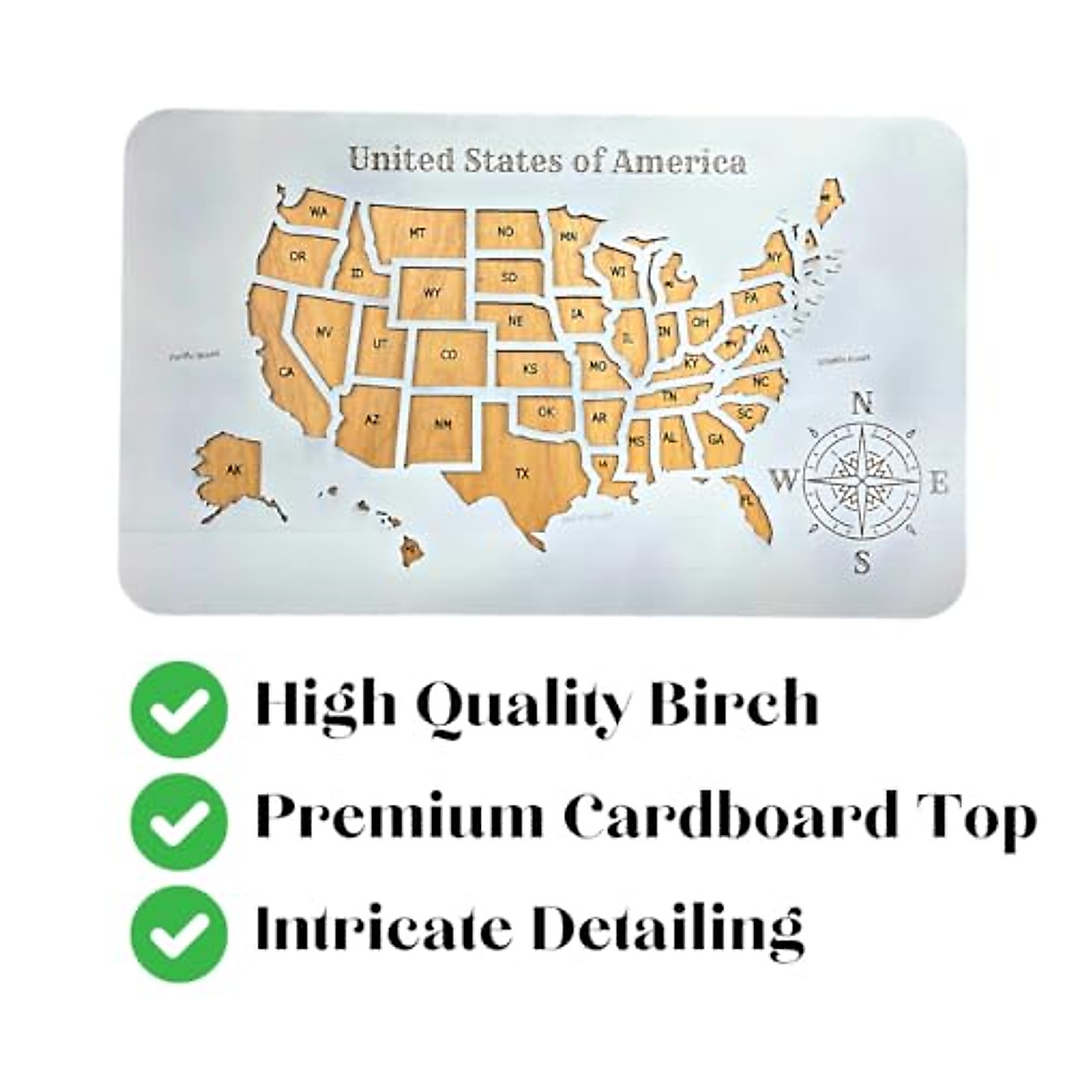 3D Wooden USA States Map, Travel Map, Push Pin, Patriot Decor, Map Wall Decor, USA Map, World map Art (Normal (14in x 10in))