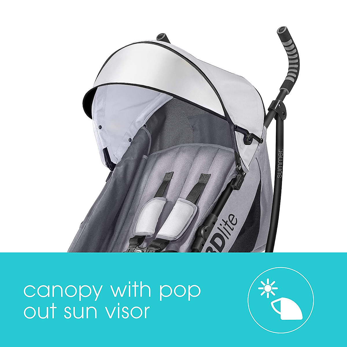 Summer Infant 3Dlite Convenience Stroller, Gray - Lightweight Stroller with Aluminum Frame, Large Seat Area, 4 Position Recline, Extra Large Storage Basket - Infant Stroller for Travel and More