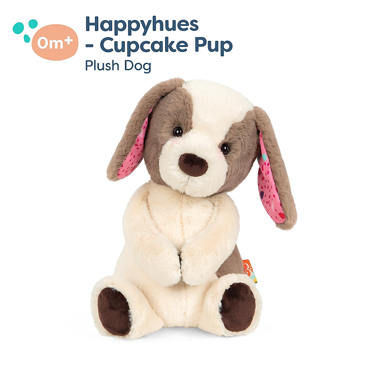 B. toys- B. softies-12" Plush Dog - Huggable Dog Stuffed Animal Toy – Soft & Cuddly Plush Puppy – Washable – Babies, Toddlers, Kids- Happy Hues- Cupcake Pup- 0 Months +