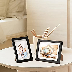 TWING 5x7 Picture Frame Black Displays 4x6 Photo Frame with Mat or 5x7 Inch Without Mat,Made of Plexiglass, MDF Wood, Table Top Display and Wall Mounting, Ideal Gift to Family and Friends