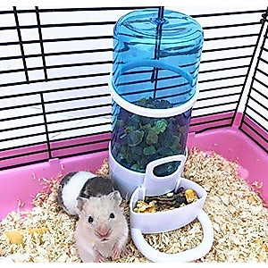 Old Tjikko Pet Feeder Automatic,Bird Hamster Small Animal Feeder, Automatic Feeding Device Dispenser for Hamster Bird Pigeon Parrots Mini Hedgehog with Holder (5.90x2.83x6.10in)