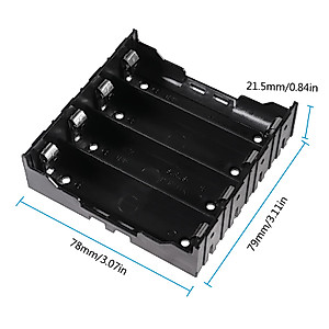 Coliao 6pcs 18650 Battery Case Holder 4 Slots X 3.7V 18650 Battery Storage Box, in Parallel Black Plastic Batteries Clip Box with Pin for DIY Parallel or Series Circuit PCB Projects