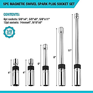 DURATECH 5PC Magnetic Swivel Spark Plug Socket Set and DURATECH 20V Cordless Impact Wrench