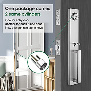 NEWBANG Brushed Nickel Double Door Handle Set,(Keyed and Dummy Set),MDHST2016SN-SET-BR-1