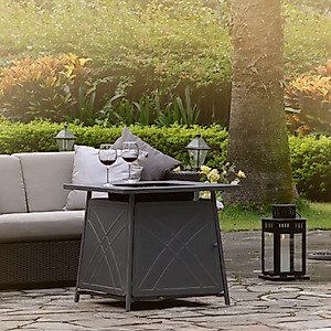 BALI OUTDOORS Gas Firepit Gas Fireplace, 50,000BTU Propane Fire Pit Table 28" Square Gas Fire Pits for Outside Propane, Black