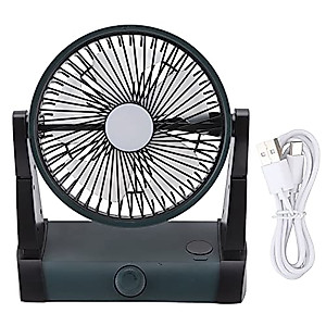 GLOGLOW USB Portable Fan, 5000mAh Battery Silent Motor Rechargeable Portable USB Small Desk Fans 2 Levels LED for Camping (Green)
