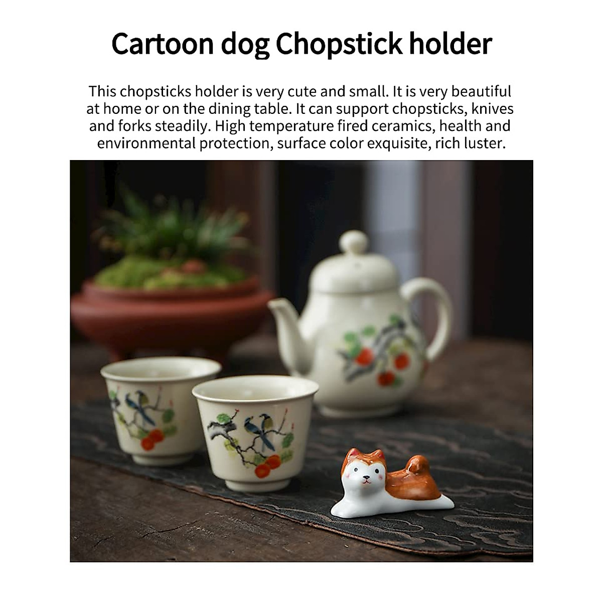ABOING Japanese grocery animal series Cute cartoon dog Shiba Inu chopsticks stand decoration Exquisite and bright ceramics(10pcs)