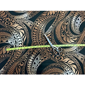 Originals by Hitomi Brown Swirly Tribal Hawaiian Print Fabric Sold by The Yard