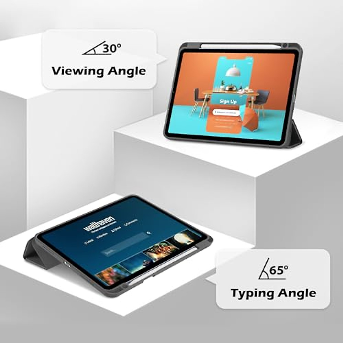 ProCase Case for iPad Air 4 Generation 10.9 Inch 2020, TPU Shockproof Border and Translucent PC Frosted Back Case Cover Protective Case with Pen Holder - Black, PC-08363119