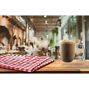 Double Wall Glass Coffee Mugs – 2-Pack 12oz Large Coffee Mugs with Handles – Glass Coffee Cups for Cappuccino, Latte, Tea, Hot Beverages – Lead-Free Borosilicate Double Insulated Coffee Mugs