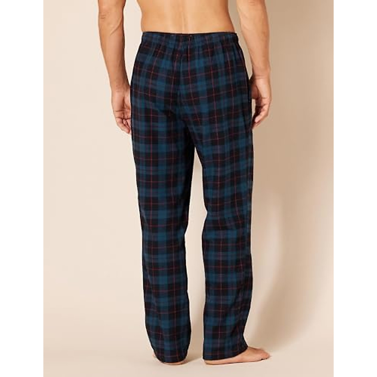 Amazon Essentials Men's Flannel Pajama Pant (Available in Big & Tall), Black Blue Plaid, Large