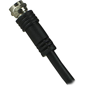 GE RG59 Coaxial Cable 25ft. (7.6m), Black, F-Type Connections Jacks, Low Loss, Double Shielded Coax Cable, Input/Output, Ideal for Antennas, DVR, VCR, Satellite to TV, 23210