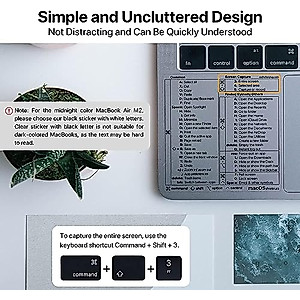 Afterplug Ultra-Thin Keyboard Cover (US ANSI) + Mac OS Shortcuts Sticker for M2 M3 MacBook Air 13" & 15" and M1–M4 MacBook Pro 14" & 16" – Clear Cover; Clear Sticker for Light-Colored MacBooks