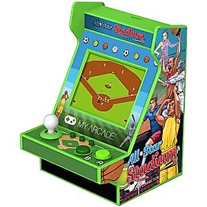 My Arcade All Star Stadium Nano Player- Portable Mini Arcade Machine with 207 Retro Games, 2.4" Screen, Green, Tiny Arcade