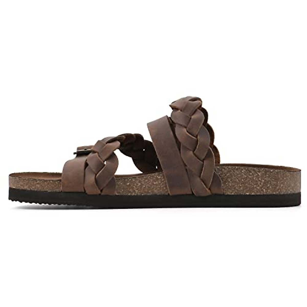 WHITE MOUNTAIN Shoes Holland Women's Flat Sandal, Brown/Leather, 8 M