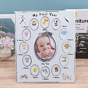 First Year Photo Frame, Newborn Picture Frame, My First Year Newborn Keepsake Frame 12 Months Photo Frame for Memories, Shower, New Mom
