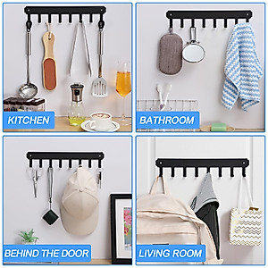 Key Holder for Wall, Key Hooks with 8 Hooks Wall Mounted Black Key Hanger Self Adhesive Key Racks Organizer for Hallway Doorway Entryway Bathroom Kitchen Living Room