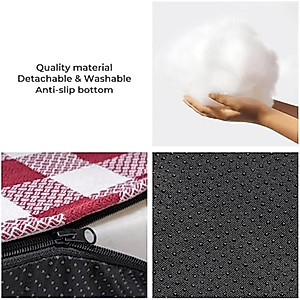 Tartan Cozy Dog Anti-Anxiety Calming Bed,Soft Funny Fuzzy Dog Bed,Classic Square Pet Bed,Removable Washable for Cats and Dogs (Blue, M)