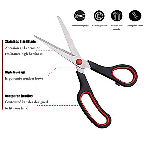 Scissors, Multipurpose office Scissors ,8.5 Inch Ultra Sharp Shears, Comfort-Grip Handles Household scissors，Sturdy Sharp Craft Supplies - Pack of 5, Right/Left Hande