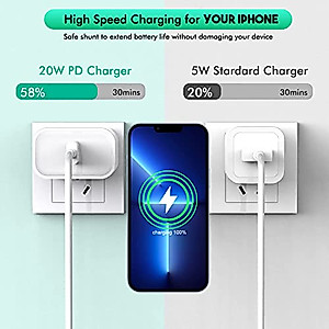 iPhone Charger Fast Charging【Apple MFi Certified】, 2Pack iPhone Charging Block USB C Power Adapter Wall Charger with 6FT iPhone Charging Cable Lightning Cord Compatible with iPhone 14/13/12/11/XS/XR/X