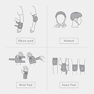 S SPOFINE Kids Bike Helmet, Toddler Helmet for Youth Adult, Knee Pad Elbow Pad Wrist Guard Protective Gear Set for Skateboard, Bike, Skating, Cycling