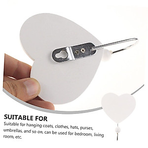 CHILDWEET 5pcs Hook up Wooden Coat Hooks Wood Decor Hat Wall Hanger Wall Mount Clothes Rack Heart Key Hooks Sticky Wall Hangers Decorative Hook Wooden Hooks Heart Shape Hooks Ledge White