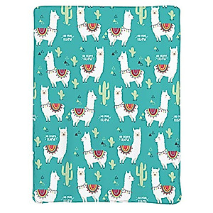 JASMODER Throw Blanket Alpaca Llama and Cactus Soft Microfiber Lightweight Cozy Warm Blankets for Couch Bedroom Living Room