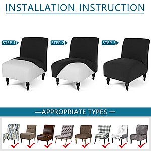 Liykimt Armless Accent Chair Cover Slipcover，Slipper Chair Stretch Spandex Removable for Armless Chair Furniture Protector Covers for Living Dining Room Hotel (Black, 1)