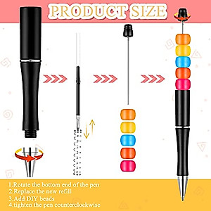 50 Pieces Plastic Beadable Pen Bulk Bead Ballpoint Pen Shaft Black Ink Beaded Pens with 50 Refills for DIY Making Gift Kids Students Office School Supplies (Bright Color)