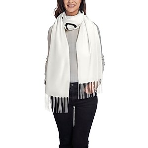 Custom Cashmere Scarf, Personalized Winter Long Soft Warm Scarf Fringe Shawl Scarf Cashmere Shawl White