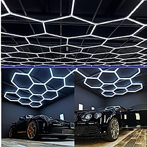 SENKOYU 24 Pack LED Garage Lights, 144W 15950LM 6500K Daylight White, Linkable Plug-in Ceiling Light for Garage Workshop Basement Gym Warehouse 95x66inch