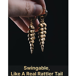 COPPERTIST.WU Rattlesnake Tail Earrings Huggie Hoop Dangle Rattle Earrings Brass Shakeable Jewelry Gift for Women Men