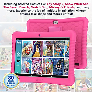 Contixo Kids Tablet, K102 Tablet for Kids and Tablet Sleeve Bag Bundle,10-inch HD, Ages 3-7, Toddler Tablet with Camera, Parental Control, Android 10, 64GB, WiFi, Learning Tablet for Kids - Pink