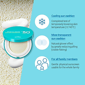 SCINIC Enjoy All Round Airy Sun Cushion EX SPF50+PA++++0.88oz (25g) | Cooling UV Protection & Natural Tone-up From Face To Body For All Family Members | Korean Skincare