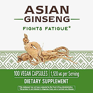 Nature's Way Premium Herbal Asian Ginseng, Fights Fatigue*, 1,120mg Per Serving, 100 Capsules
