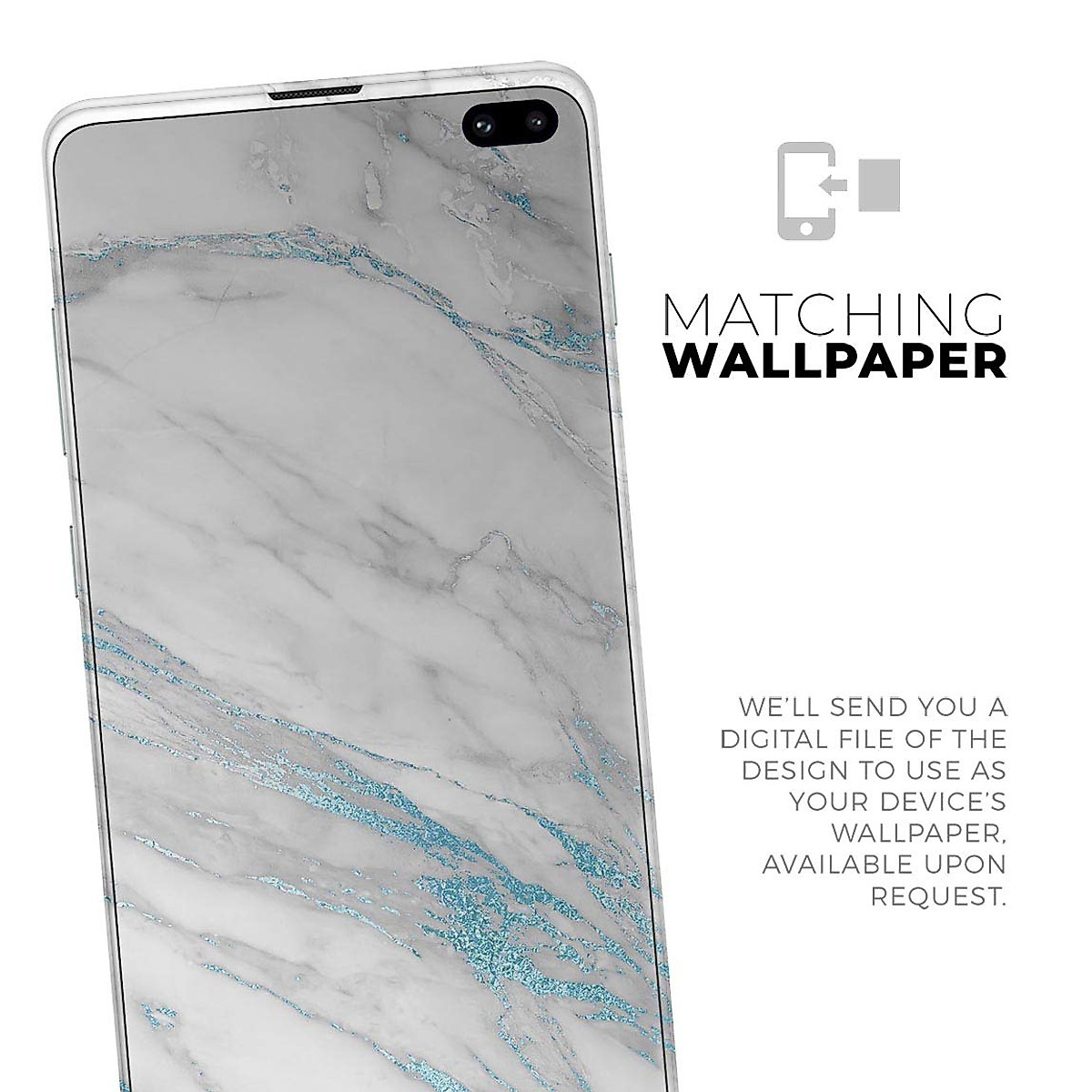 DesignSkinz Marble & Digital Blue Frosted Foil V8 2 Protective Vinyl Decal Wrap Skin Cover Compatible with The Samsung Galaxy S20 (Screen Trim & Back Glass Skin)