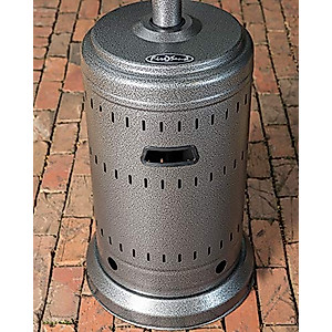 Fire Sense 62555 All Seasons Patio Heater With Wheels 46,000 BTU Output Piezo Ignition System Portable Outdoor Propane Heater Commercial Series Patio Heater - Hammered Platinum