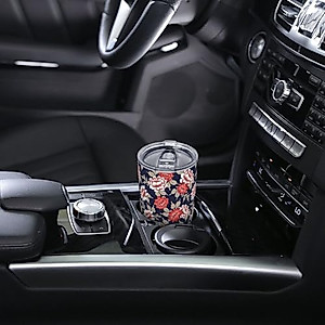 Yaxongx 20oz Tumbler Radiant Flowers Double Wall Vacuum Insulated Coffee Mug with Lid and Metal Straw Brush Reusable Stainless Steel Water Bottle Travel Cup Gifts for Car Ice Drinks Hot Beverage