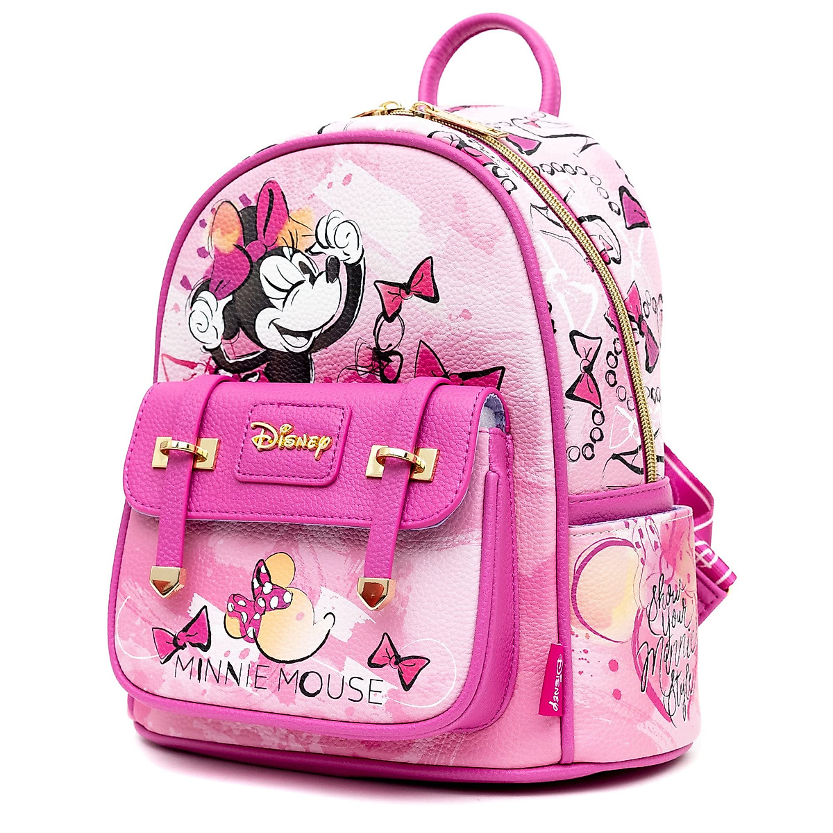 Wondapop Disney Minnie Mouse 11" Vegan Leather Fashion Mini Backpack