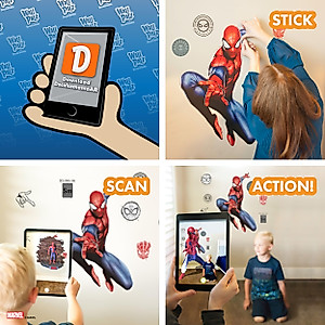 Wall Palz Marvel Spider-Man Peel and Stick Wall Decals - 30" Spider-Man Wall Decor with 3D Augmented Reality Interaction Marvel Decals for Wall